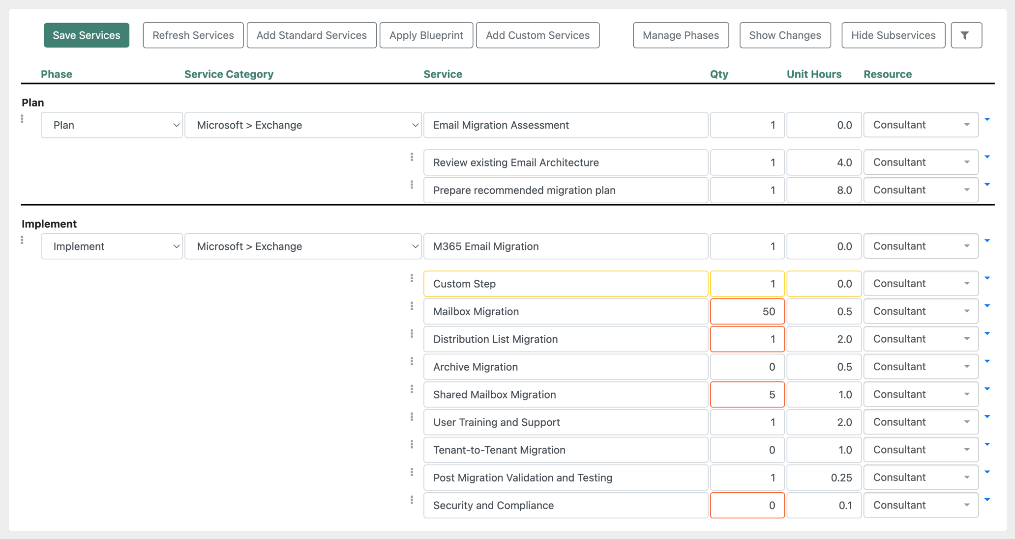 Using Standard Professional Services in a Project