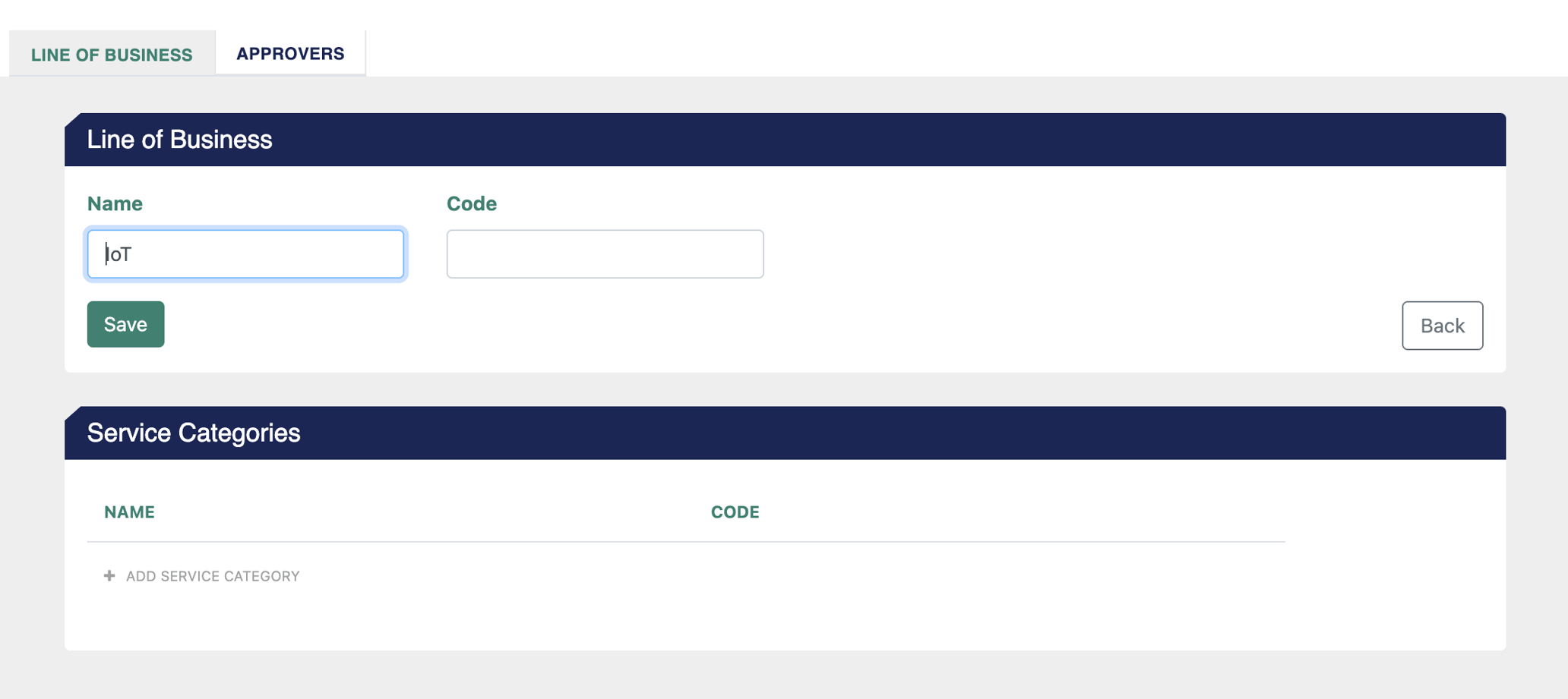 Lines of Business and Service Categories