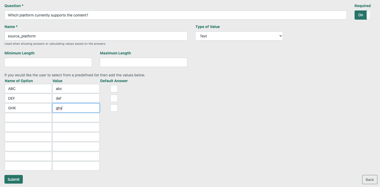 Setting Up Adaptive Surveys